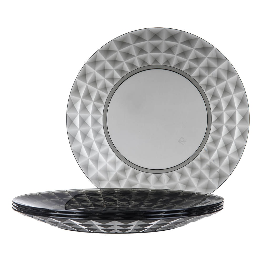 Prism Outdoor Dinner Plates Set of 4 Smoke Grey - Tesco Groceries