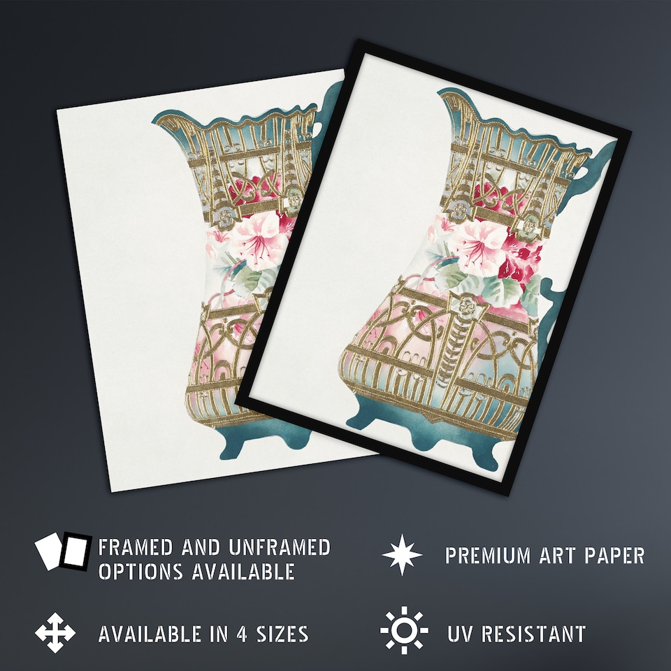 Design For Ewer Vintage Floral Vintage Wall Art Print Noritake 24x32 ...