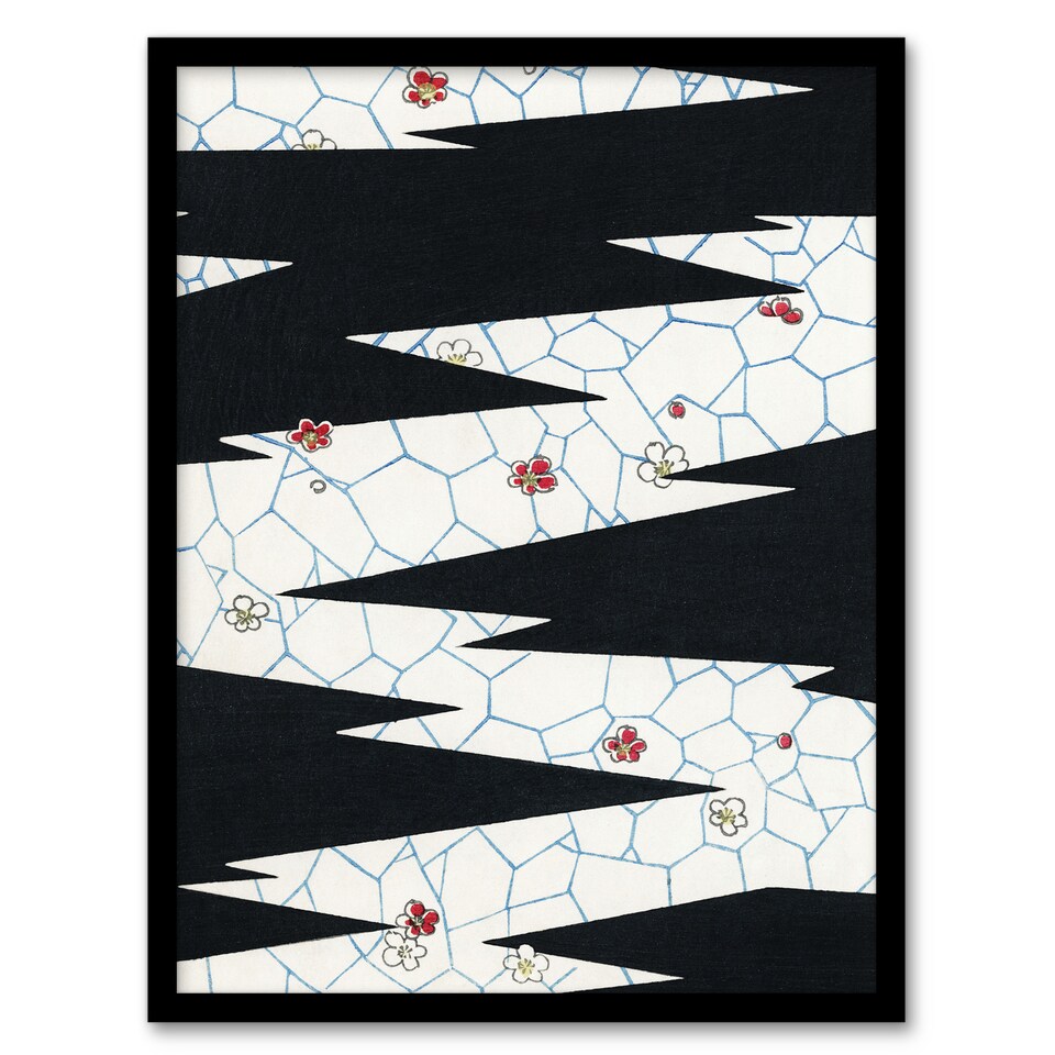 Flowers On Footpath Pattern Japan Framed Wall Art Print Shin Bijutsukai ...