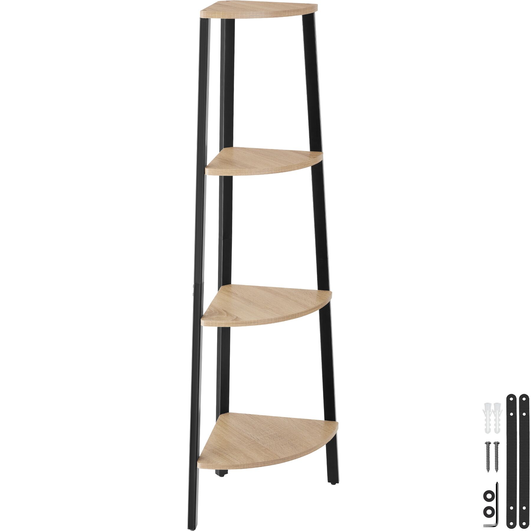 Corner Shelf Newbridge - 4 levels | Brown | industrial wood light, oak ...