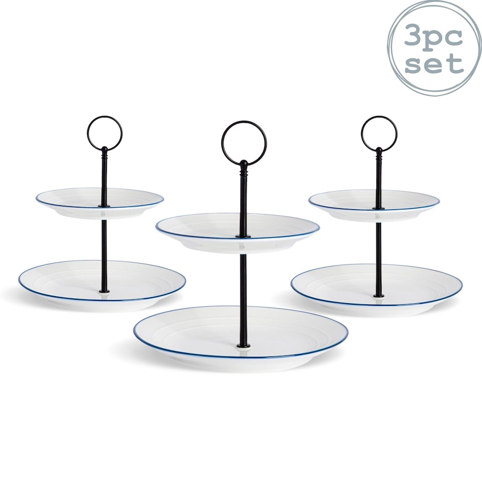 Nicola Spring 3x Farmhouse Cake Stands - White Porcelain Rustic Country ...
