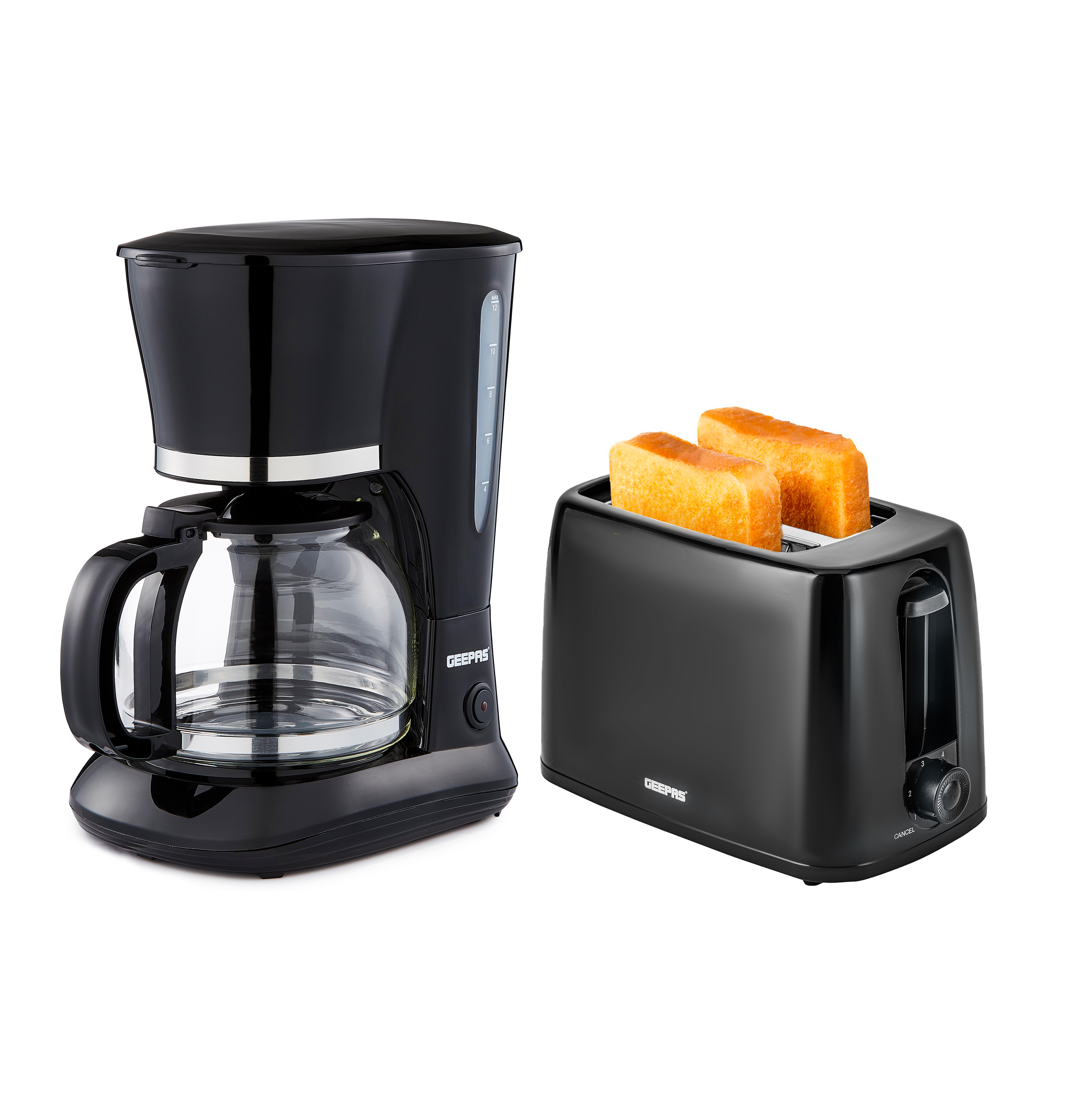GEEPAS 1.5L Filter Coffee Machine & 2 Slice Toaster Combo Set - Tesco ...