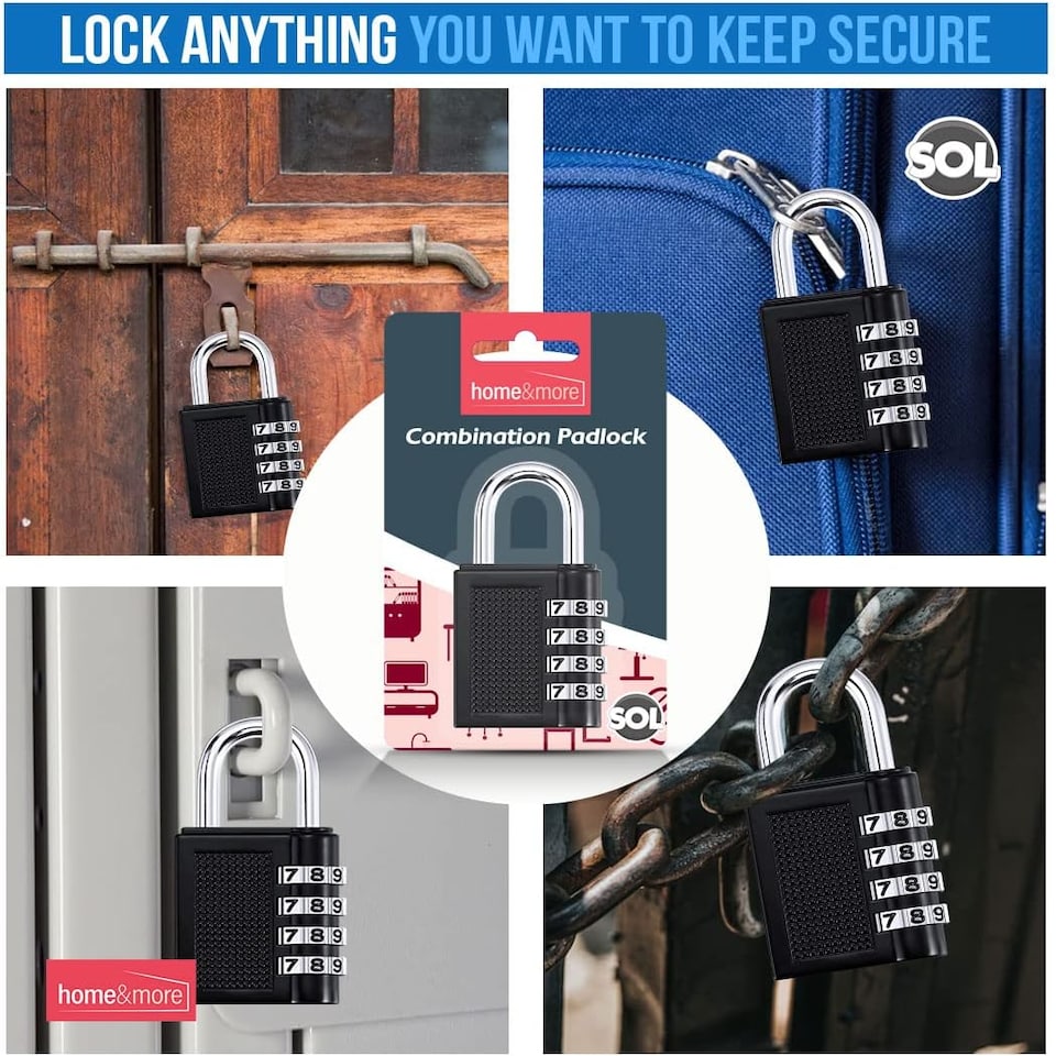 4 Digit Combination Padlock – Heavy Duty Weatherproof Number Lock for ...