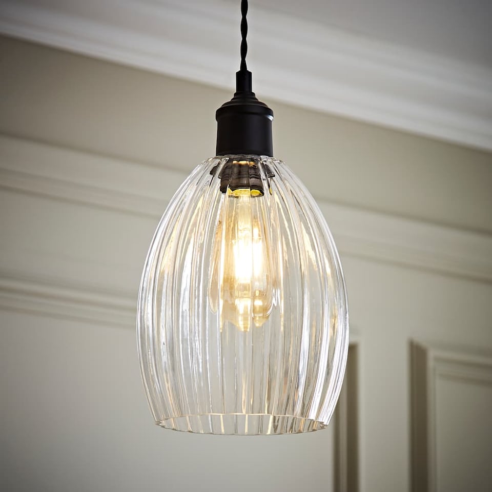 ValueLights Cheltenham Clear Ribbed Ceiling Light Shade | Clear - Tesco ...