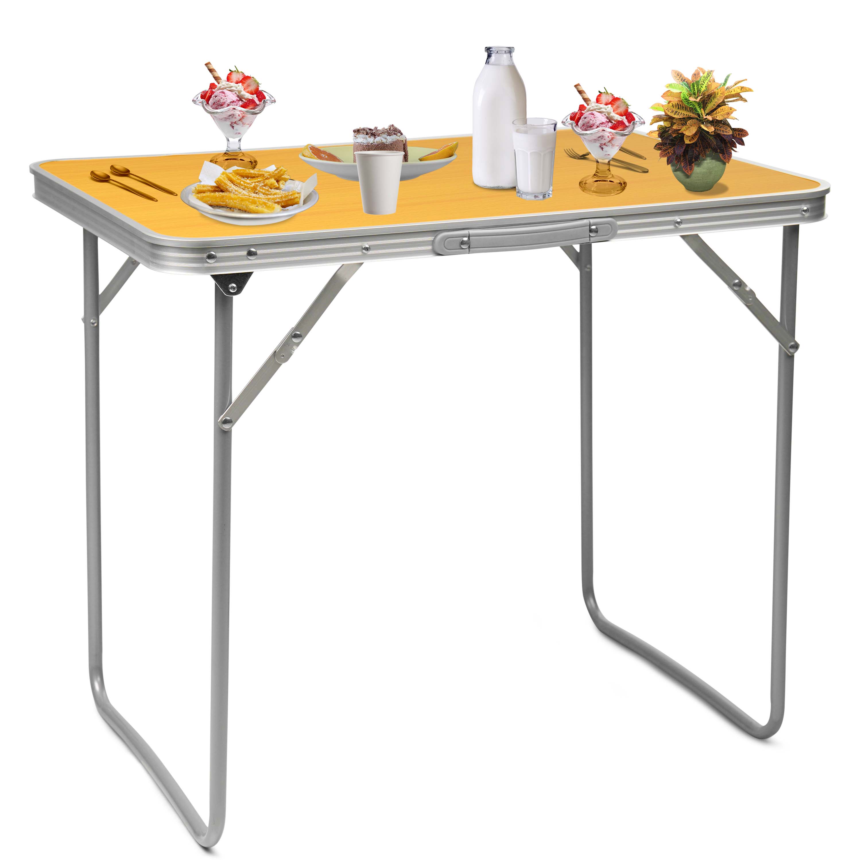 PORTABLE MDF WOODEN TOP FOLDING DINING TABLE GARDEN OUTDOOR PICNIC ...