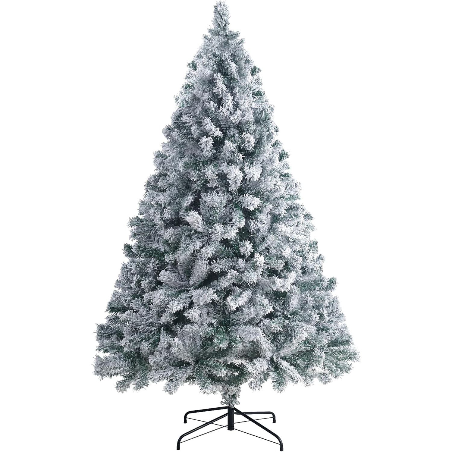6ft Snow Flocked Artificial Christmas Tree Realistic White Pine Stand ...