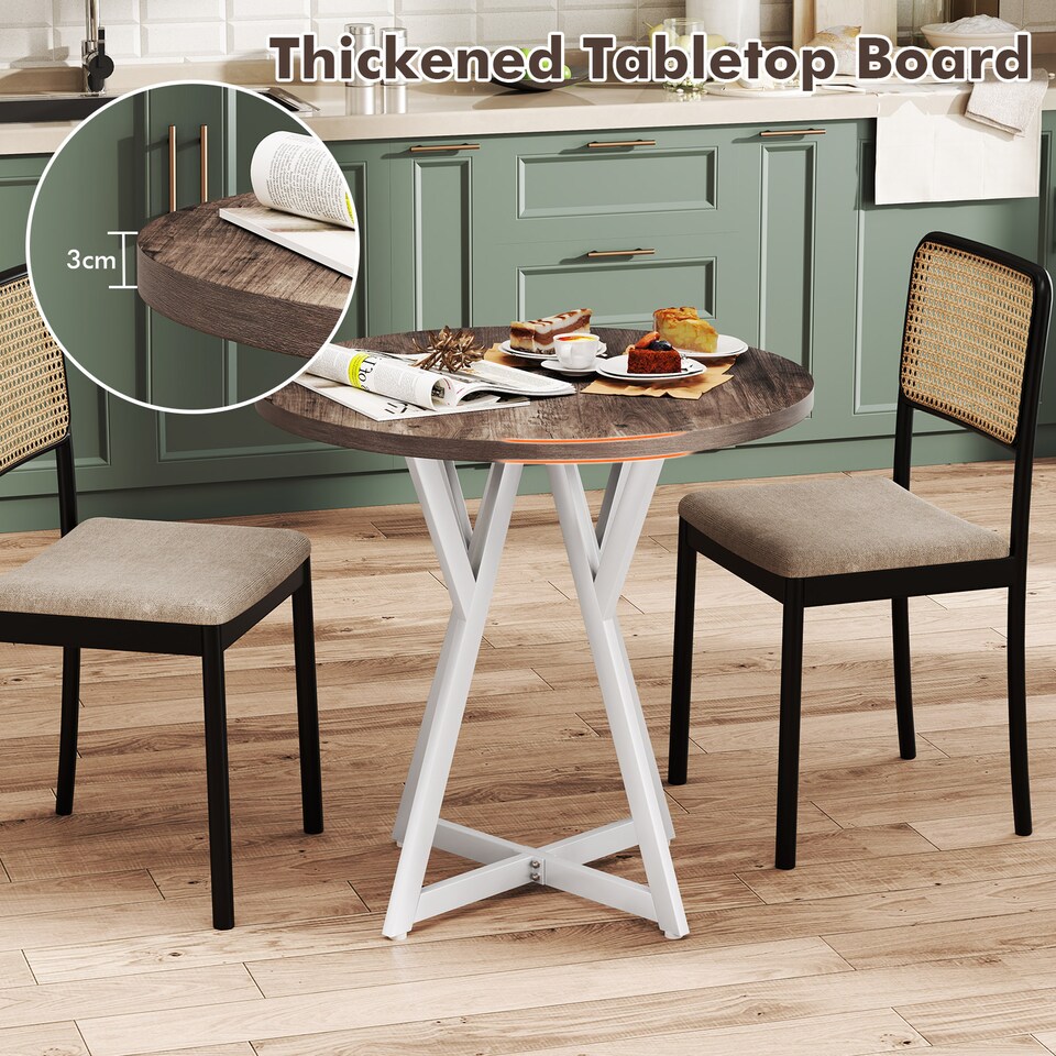 COSTWAY 80cm Round Dining Table Wooden Kitchen Table-Natural - Tesco ...