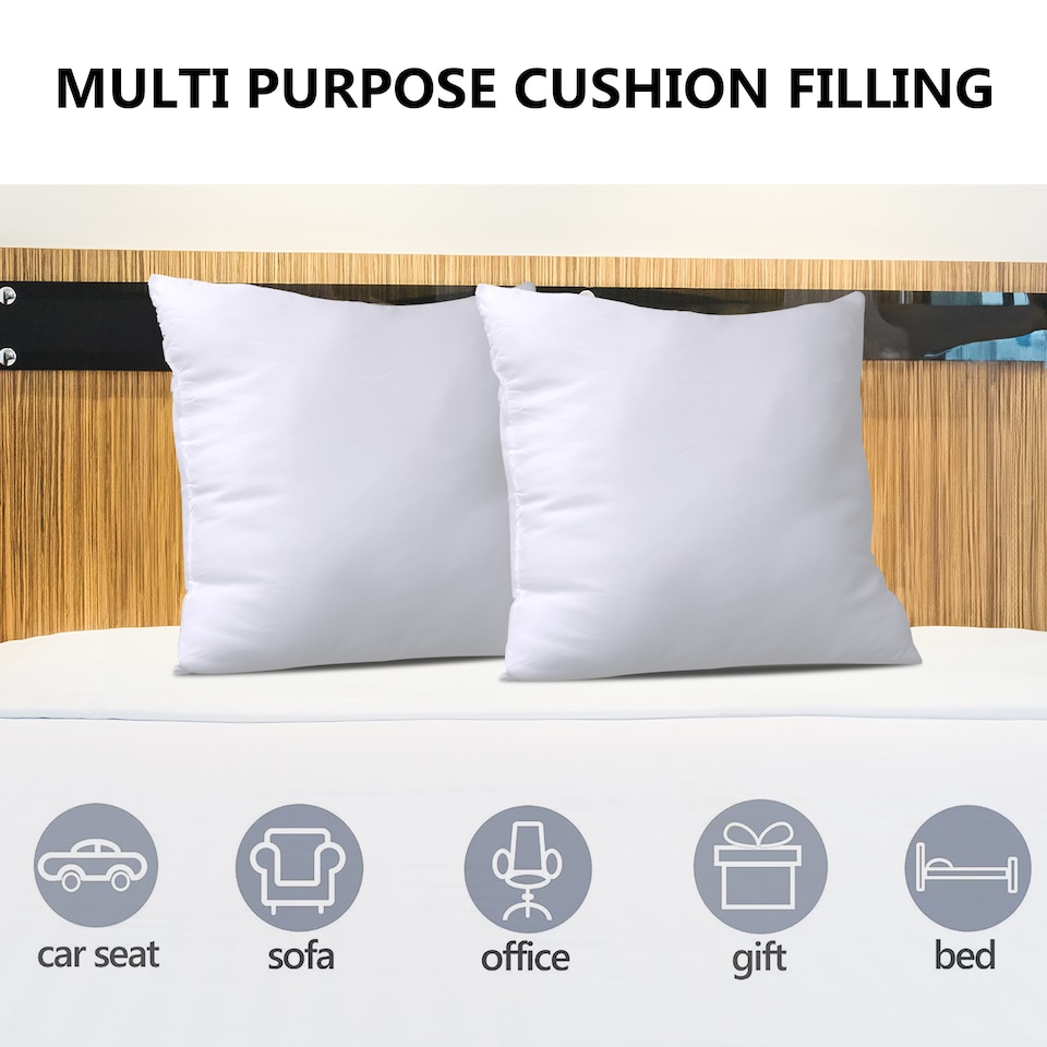 Set of 2 18" Plain Cushion Pads Extra Deep Hollow Fibre Filled Pillow ...