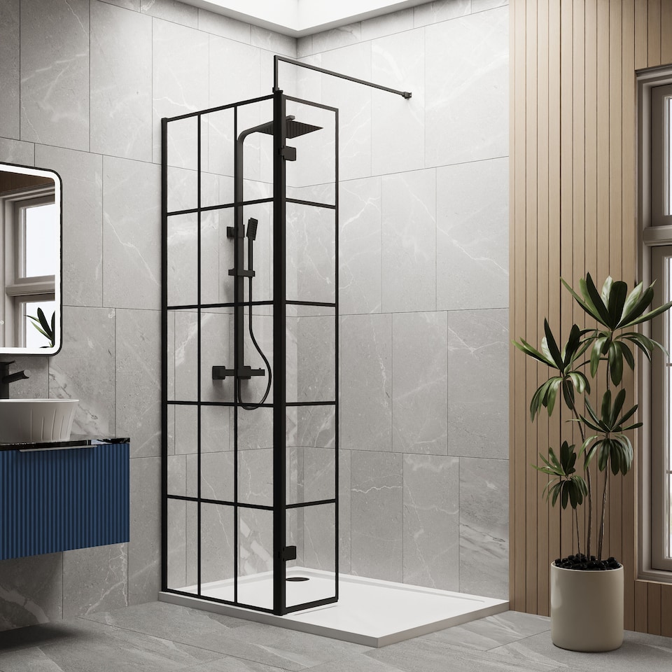 Balterley Glass Walk In Wetroom Screen and Hinged Return Screen with ...