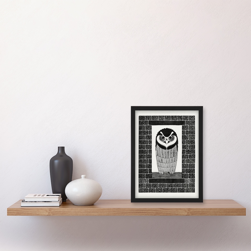Samuel J De Mesquita Framed Wall Art Ringuil Owl Bird on a Window Home ...