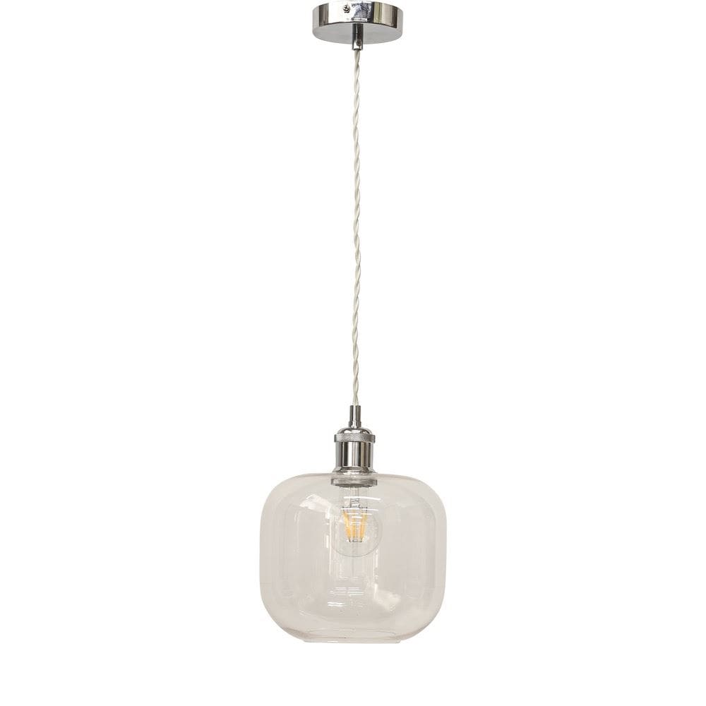 Bletch - Clear Glass Chrome Retro Pendant Fitting - Tesco Groceries