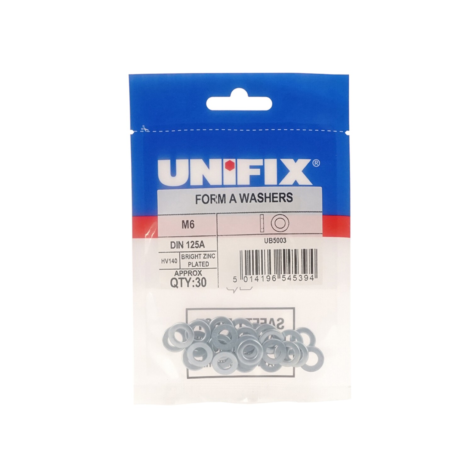 Unifix Form A Washers DIN 125A HV140 BZP - M10 (10.5) - Box of 100 ...