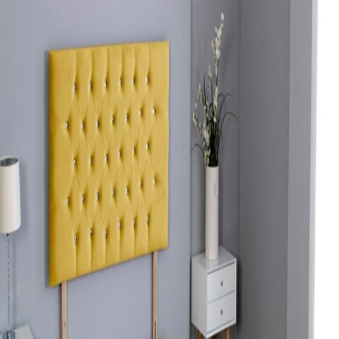 Mustard Plush Velvet Chesterfield Headboard | Multi | 5FT King 20"inch ...