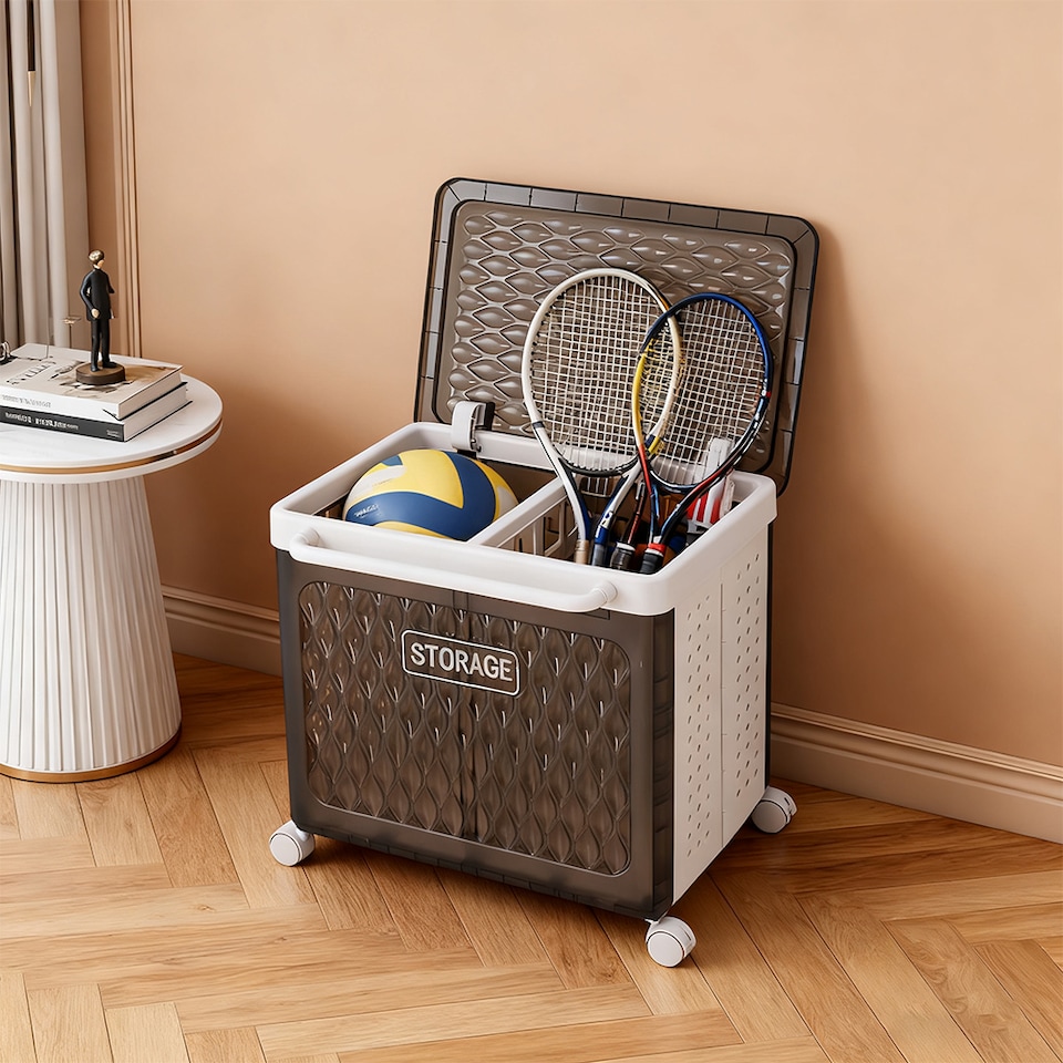 Living and Home Foldable Laundry Basket with Casters,Multifunctional ...