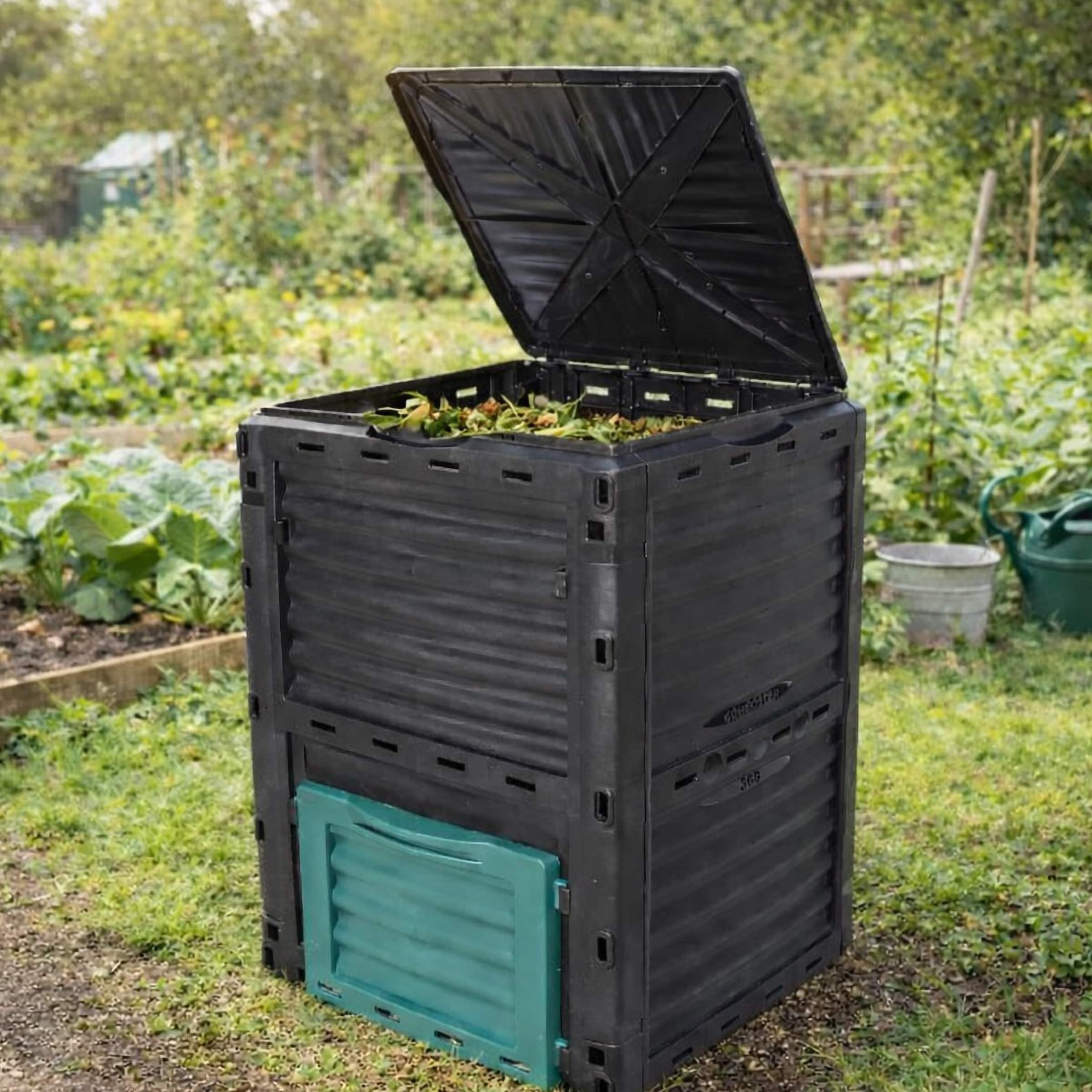 Primrose Large Plastic Garden Compost Bin Composter with Lid 300L ...