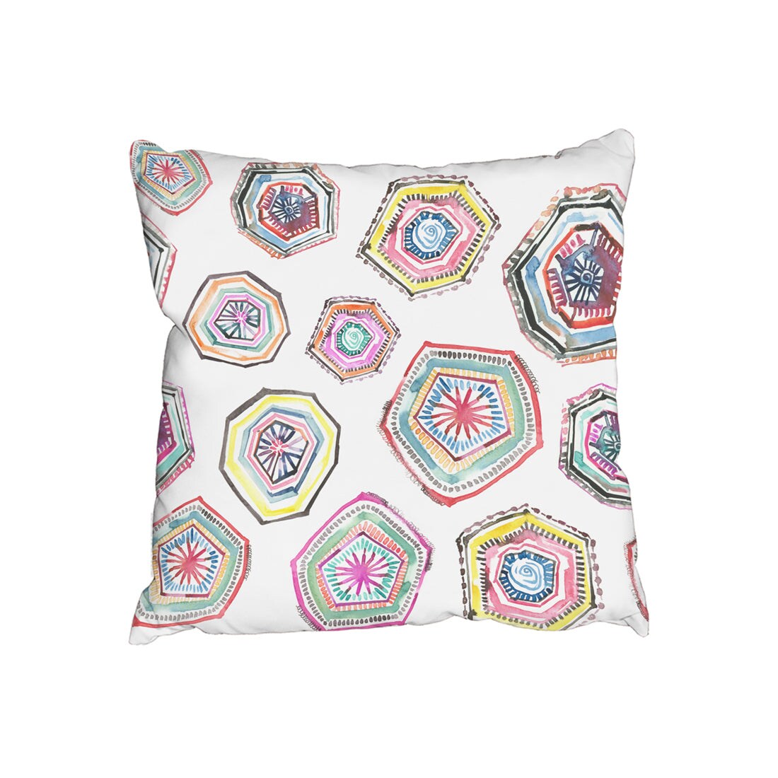 Cushions - Hand painted multicolor watercolor geometrical pattern ...