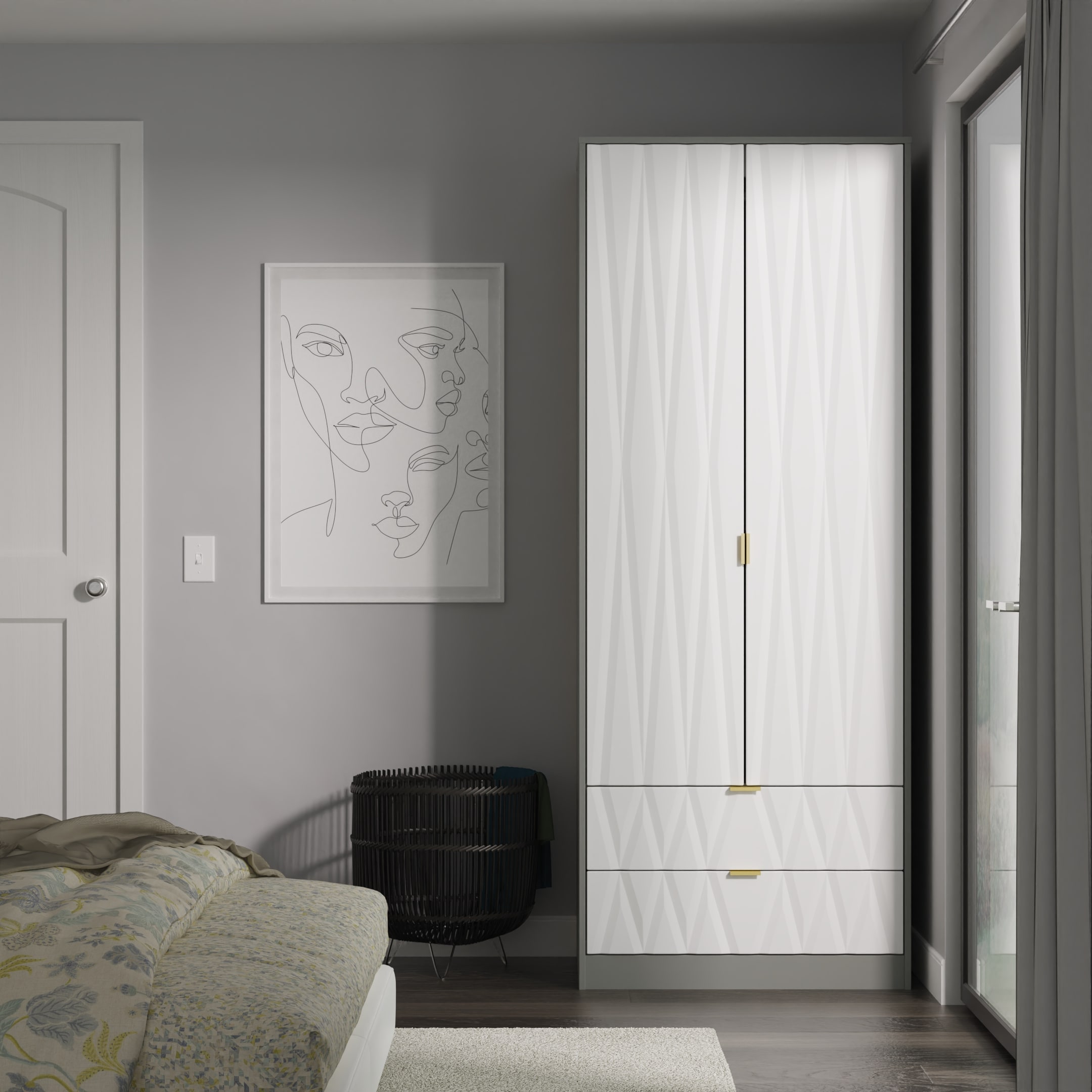 Washington Tall 2 Drawer Double Wardrobe in Dusk Grey (Ready Assembled ...