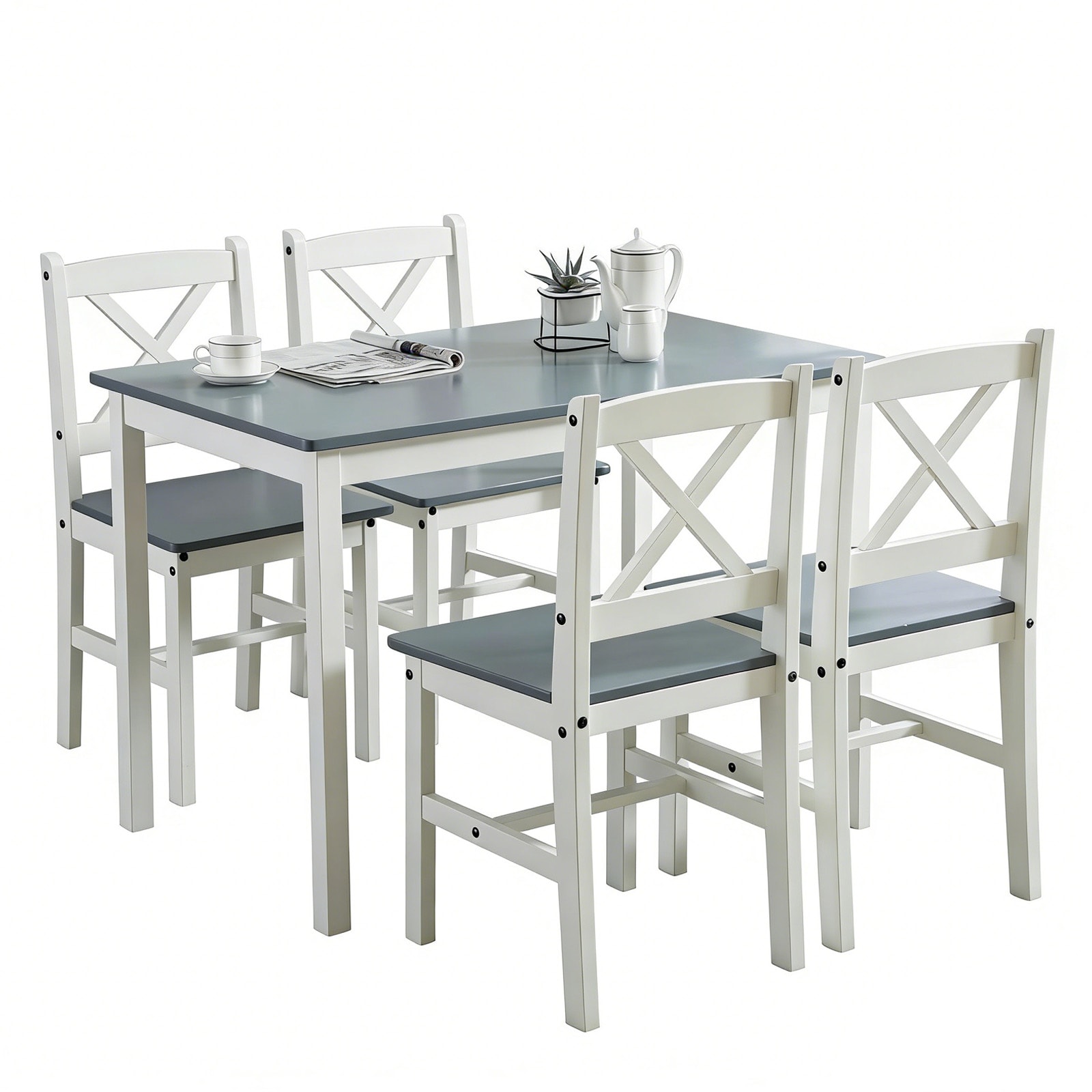 Solid Wooden Kitchen Dining Table and 4 Chairs - Tesco Groceries