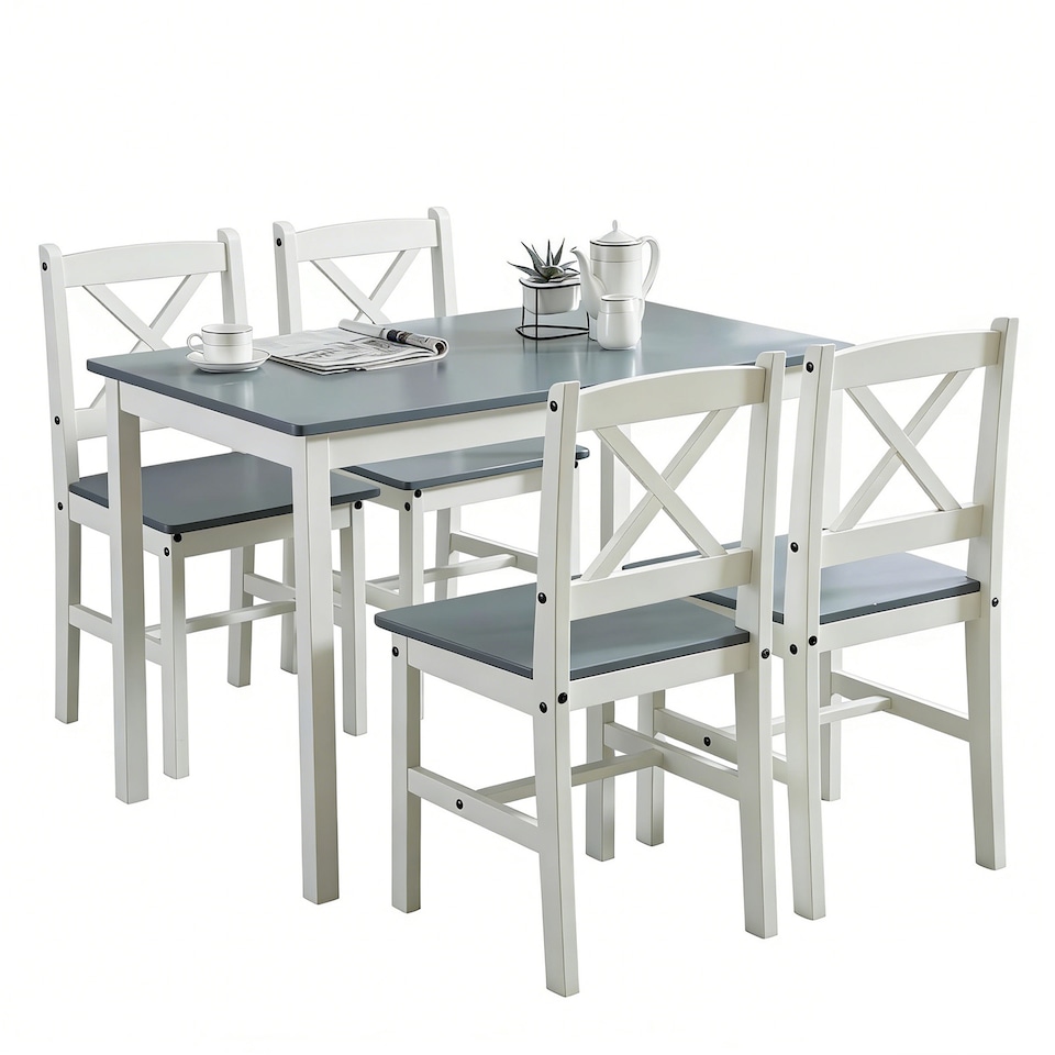 Solid Wooden Kitchen Dining Table and 4 Chairs - Tesco Groceries