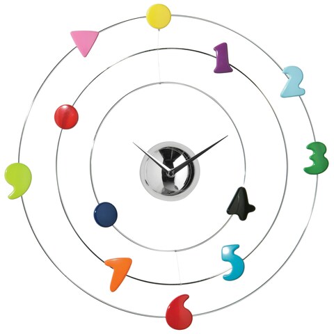 Interiors by Premier Romero Multi Coloured Numbers Chrome Wall Clock ...