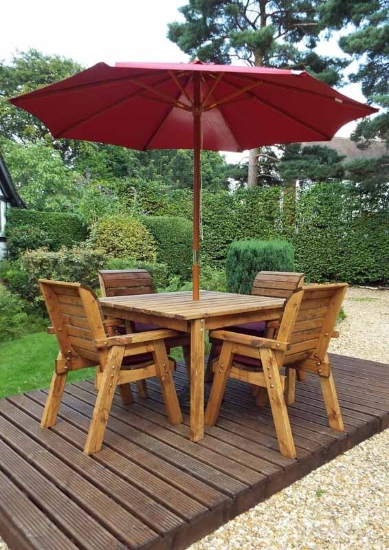 Four Seater Square Table Set with Cushions - W230 x D230 x H98 - Fully ...
