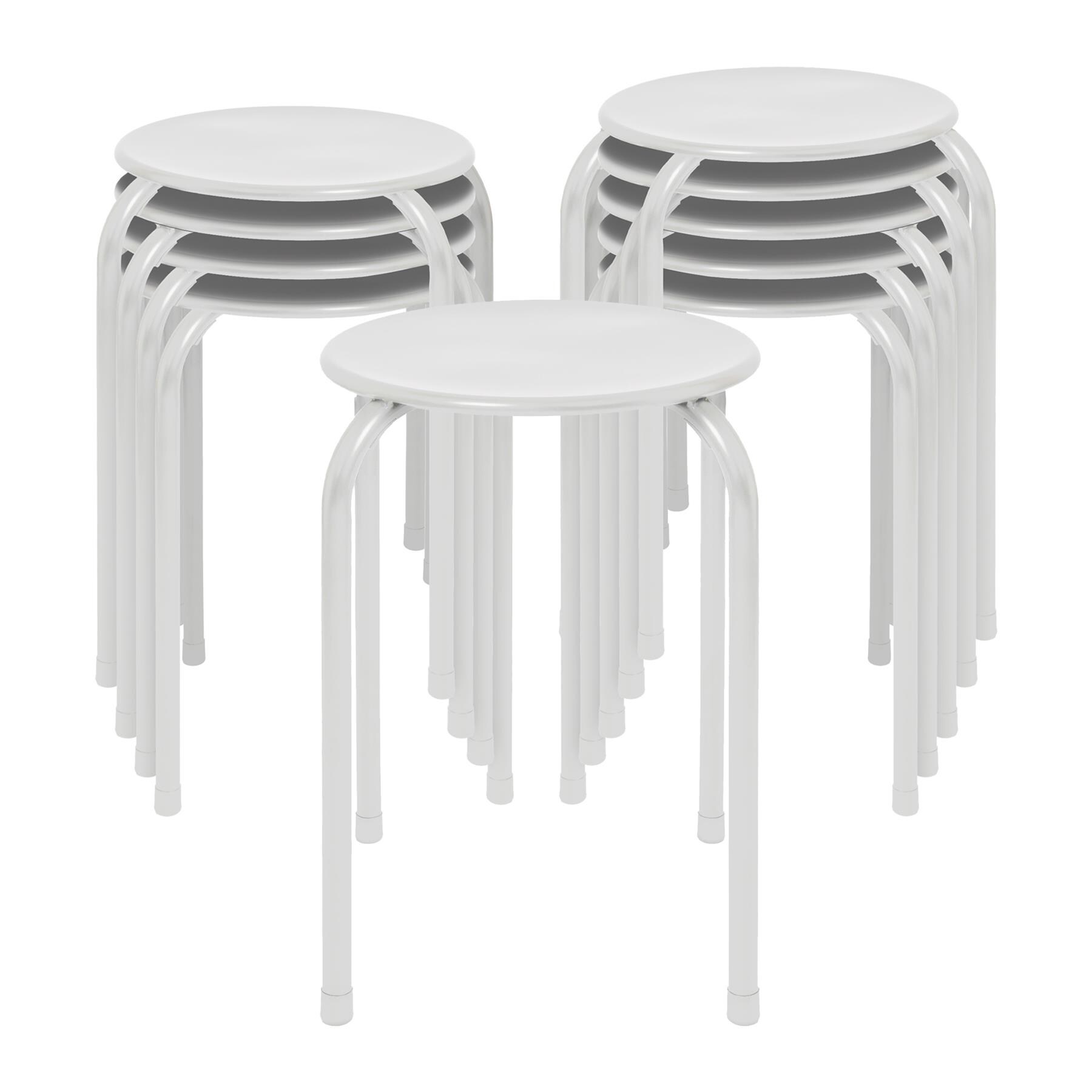Harbour Housewares Metal Stacking Stools - Matt White - Pack of 10 ...
