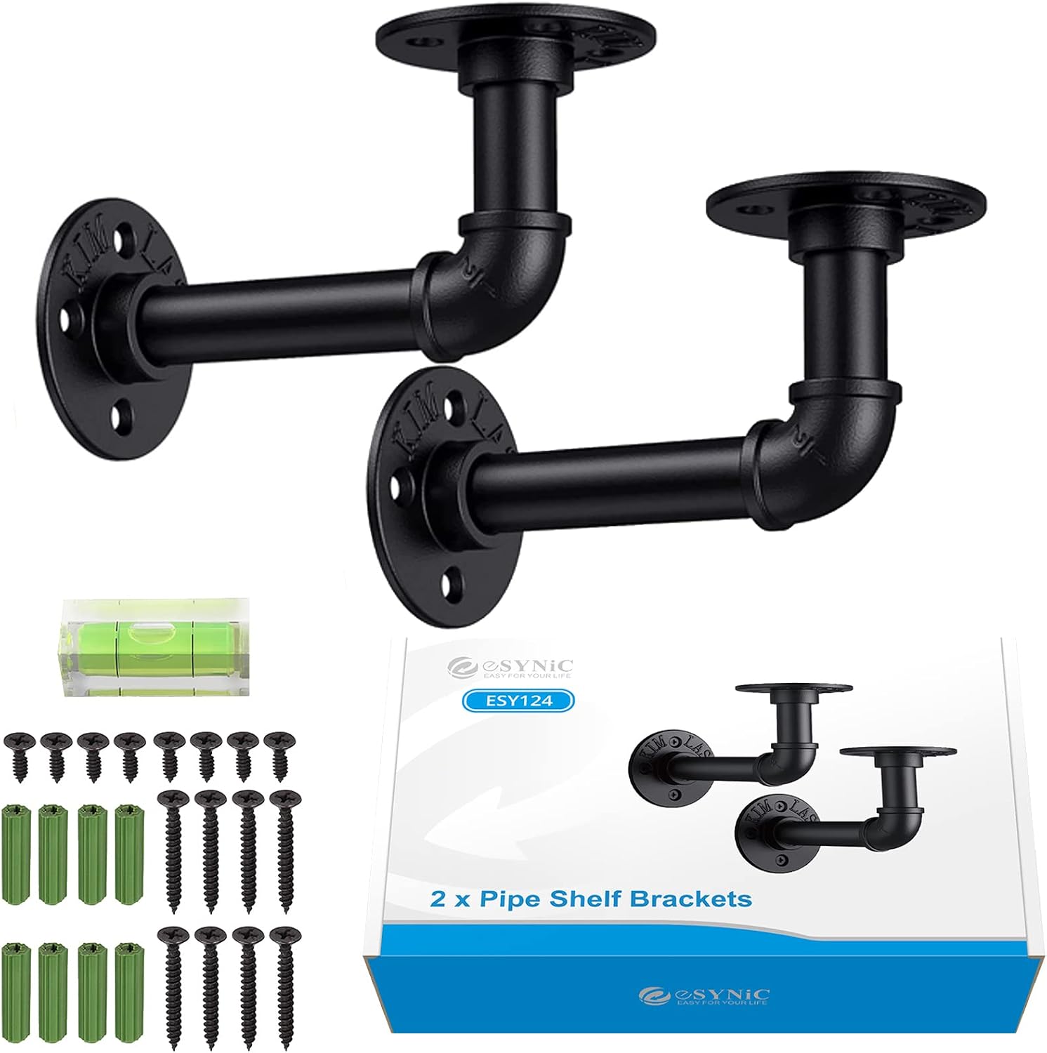 2Pcs Pipe Brackets Black Industrial Pipe Shelf Bracket for Shelves ...