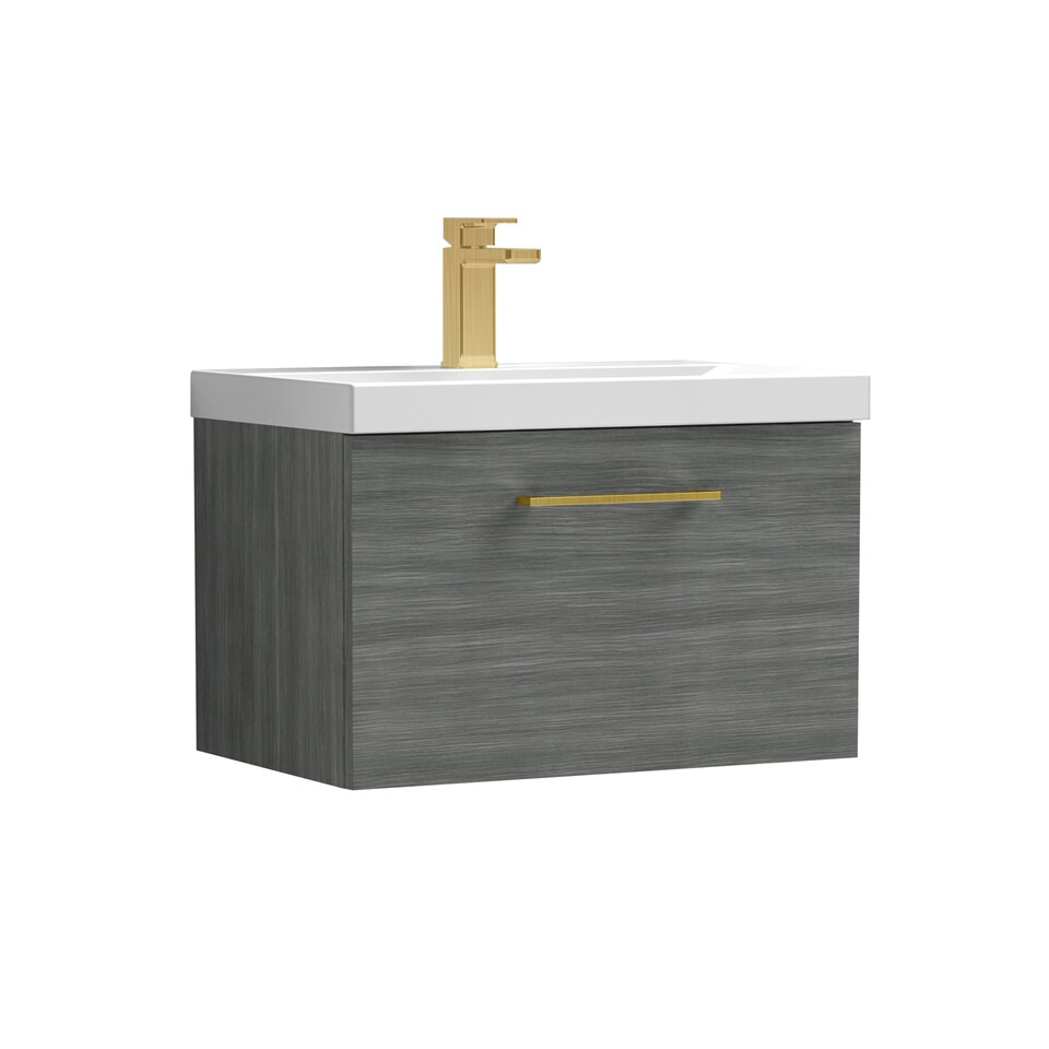 Balterley Wall Hung Bathroom 1 Drawer Vanity Unit & 1 Tap Hole Ceramic ...