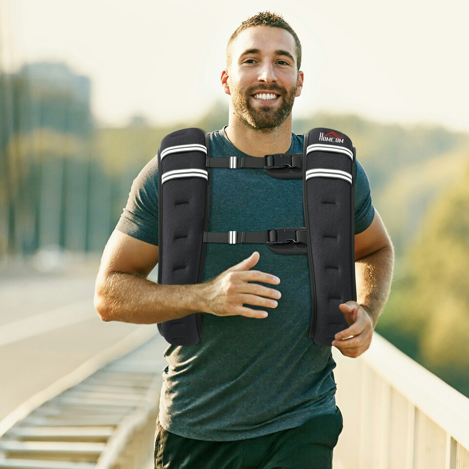 HOMCOM 10KG Weighted Vest with Adjustable Straps, Pocket, Reflective ...