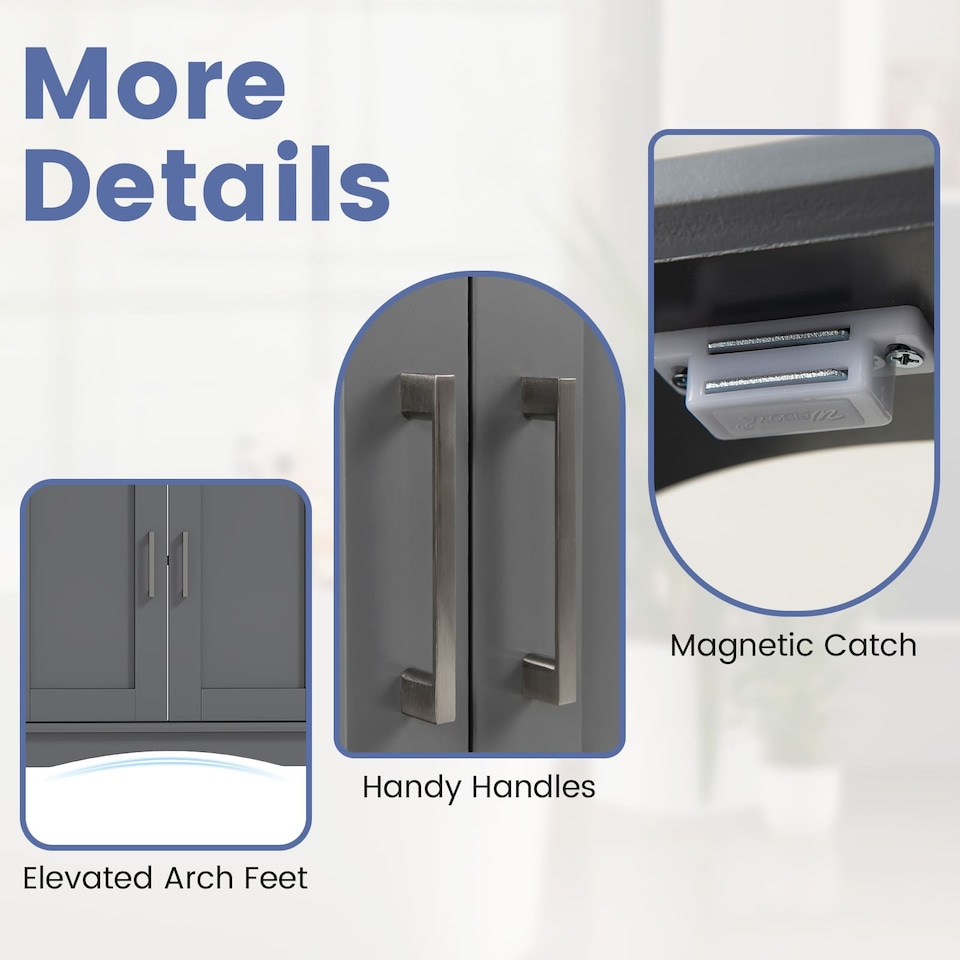 COSTWAY 60 cm Pedestal Sink Bathroom Vanity Cabinet Under Sink Cabinet ...