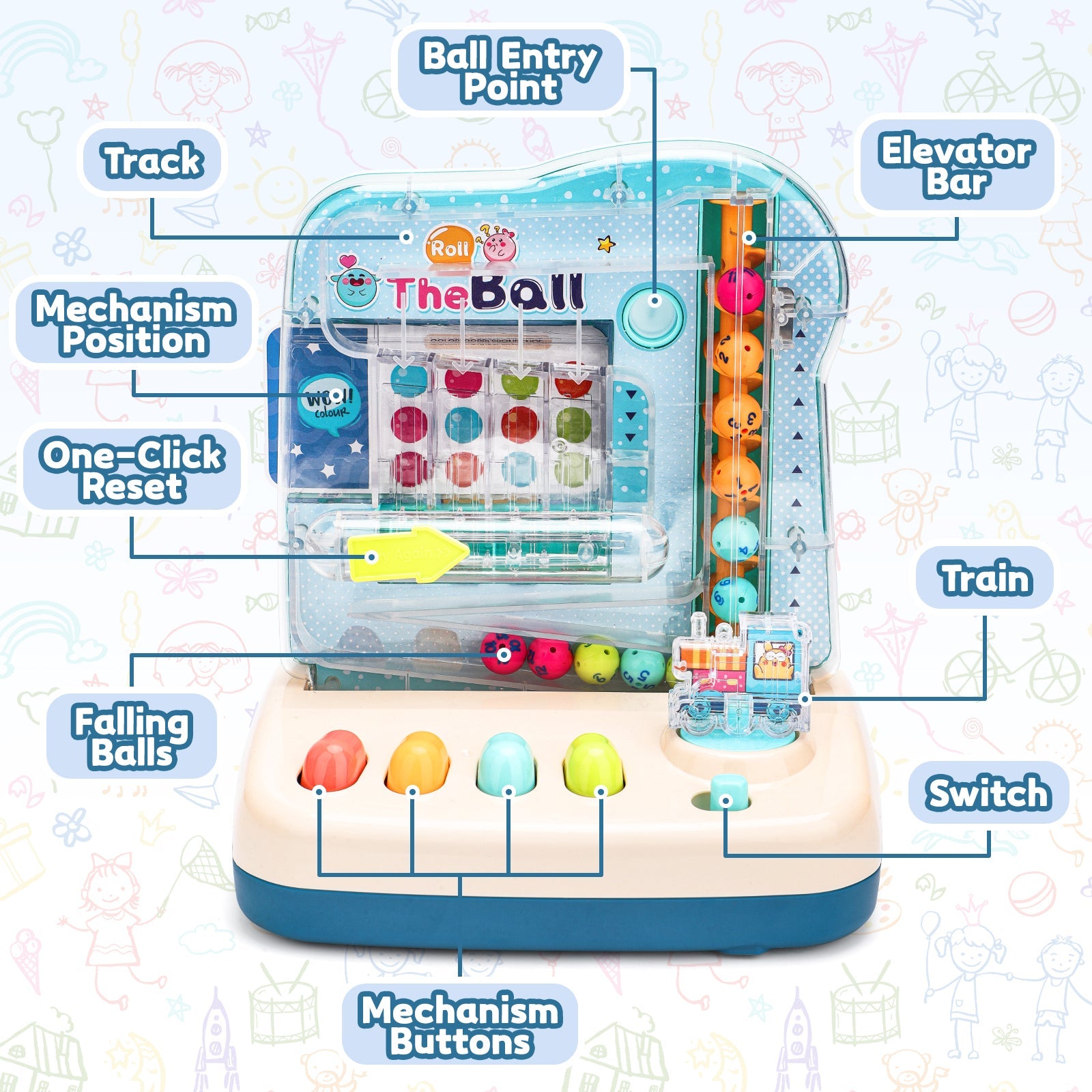 Music & Light Educational Ball Roll Toy - Interactive Train Playset ...
