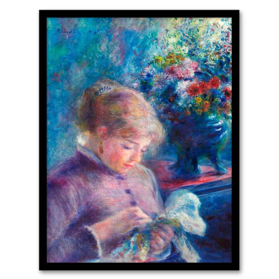 Pierre Auguste Renoir Framed Wall Art Print Young Woman Sewing Home ...