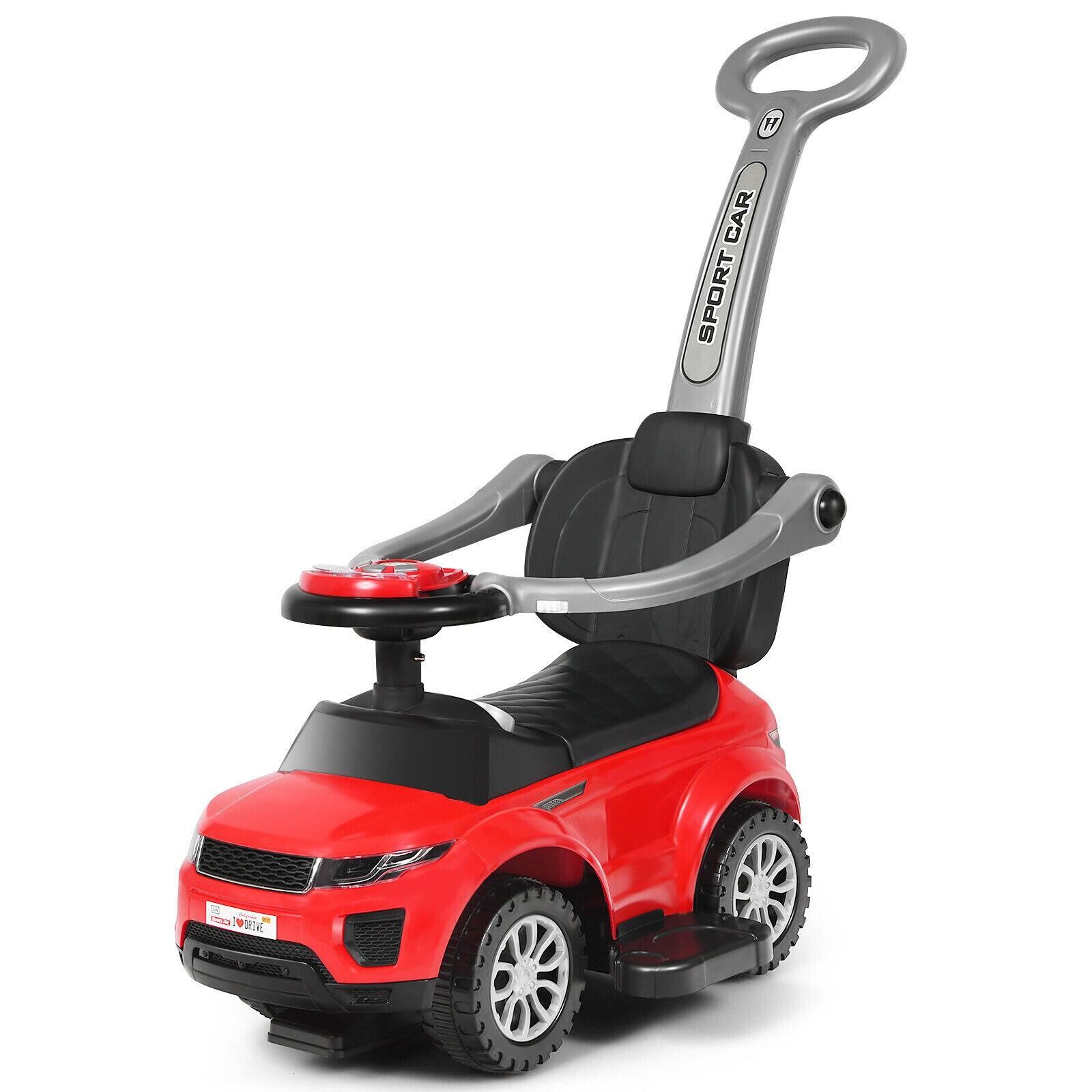 COSTWAY 3-In-1 Kids Ride-On Push Stroller Sliding Red - Tesco Groceries