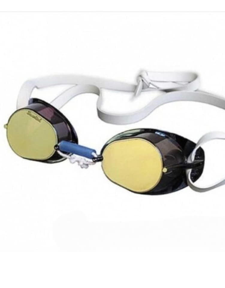 Malmsten Swedish Competition Swim Goggles- Gold Mirror Lenses - Black ...