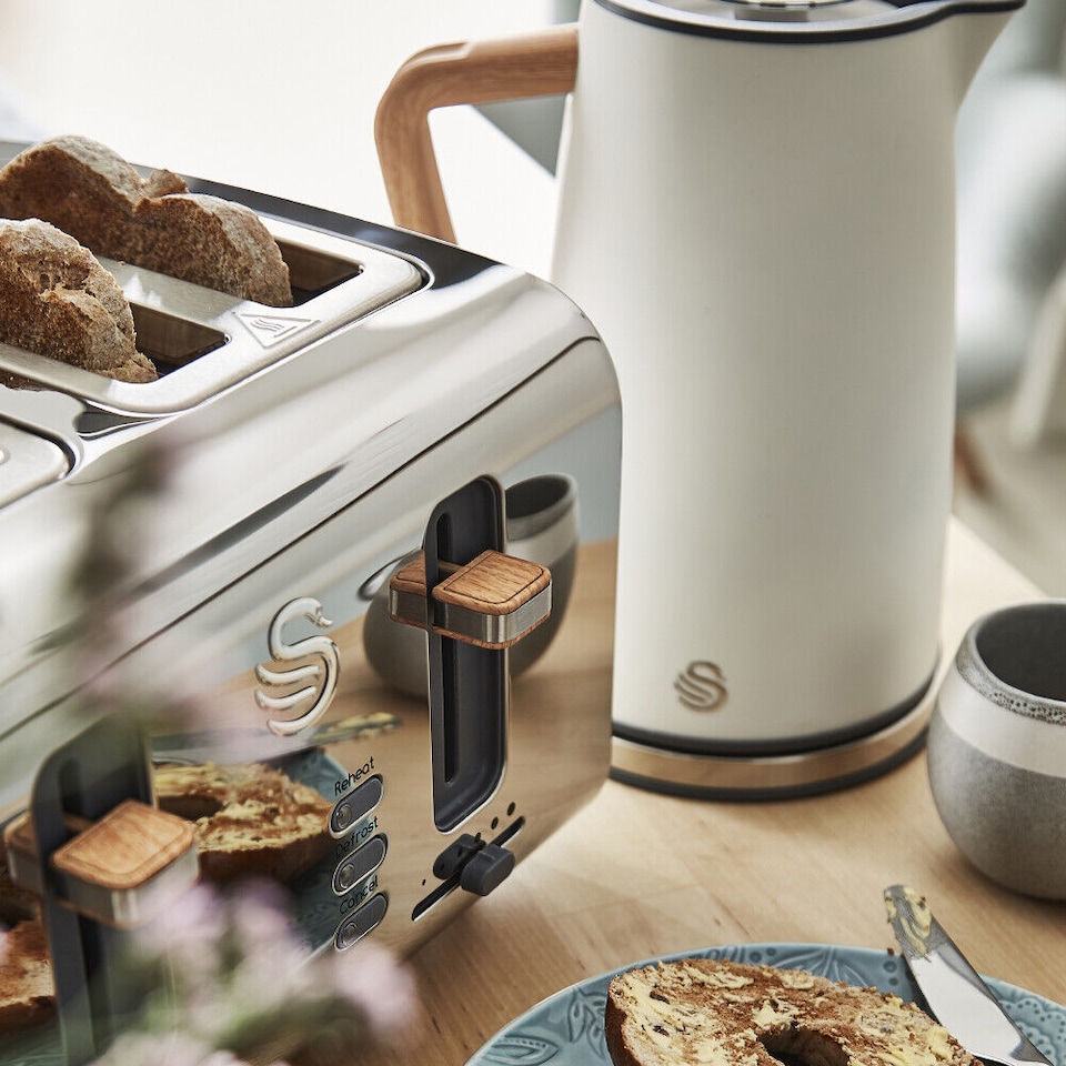 Swan Nordic White 1.7L Kettle & 4 Slice Toaster Kitchen Set ...