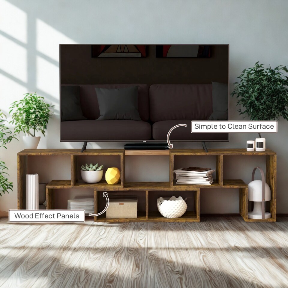 Adjustable Free Combination TV Stand Unit With Storage Rustic - Tesco ...