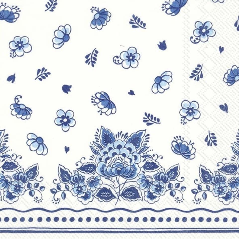 IHR Laura White Blue Cocktail Napkin 25cm 3ply 20 Pack - Tesco Groceries