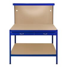 Workbench with Pegboard, Drawer & Light – Blue Blue - Tesco Groceries