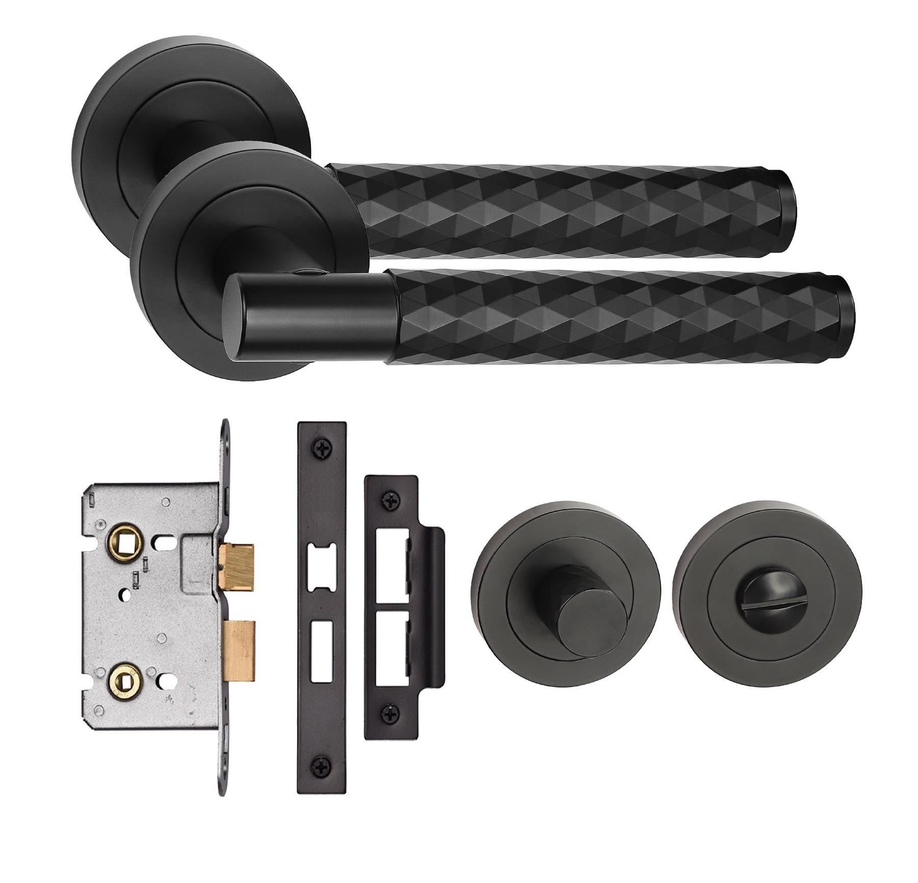 Golden Grace Knurled Diamond Cut T-Bar Bathroom Door Handle Set Matt ...