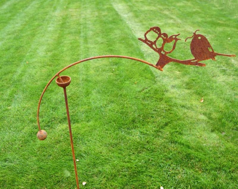 Birds Feeding Wind Rocker Single Bare Metal - Ready to Rust - Steel ...