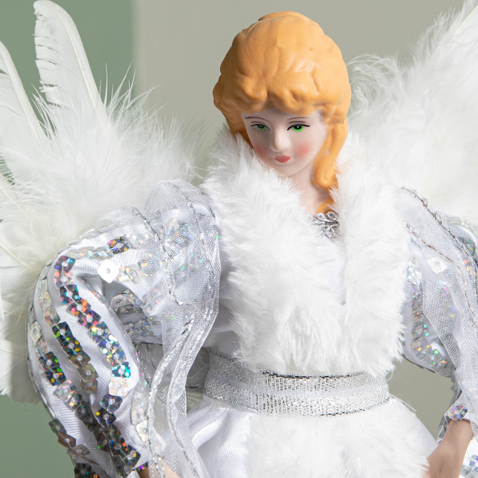 30cm Christmas Tree Topper Angel Decoration in White & Silver - Tesco ...