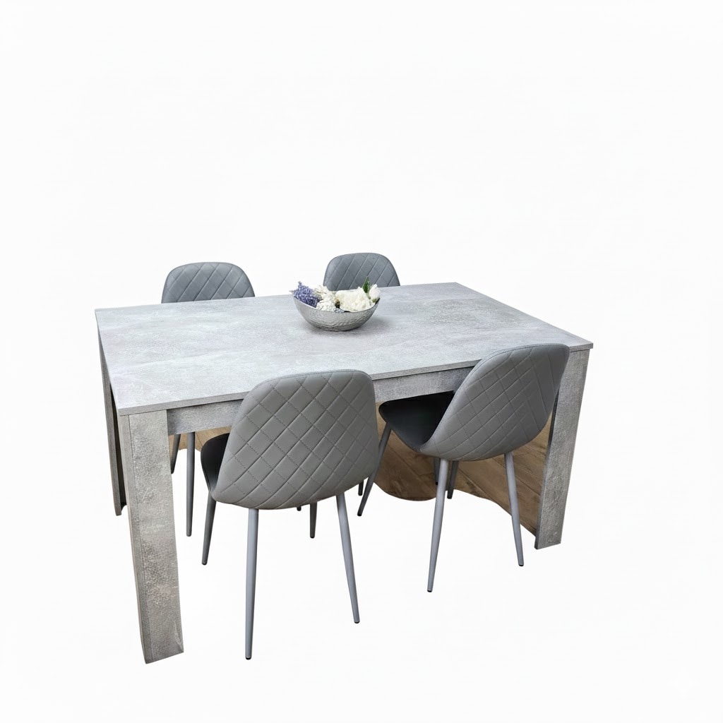 Wooden Rectangle Dining Table Set - Dining Table with Set of 4 Grey ...