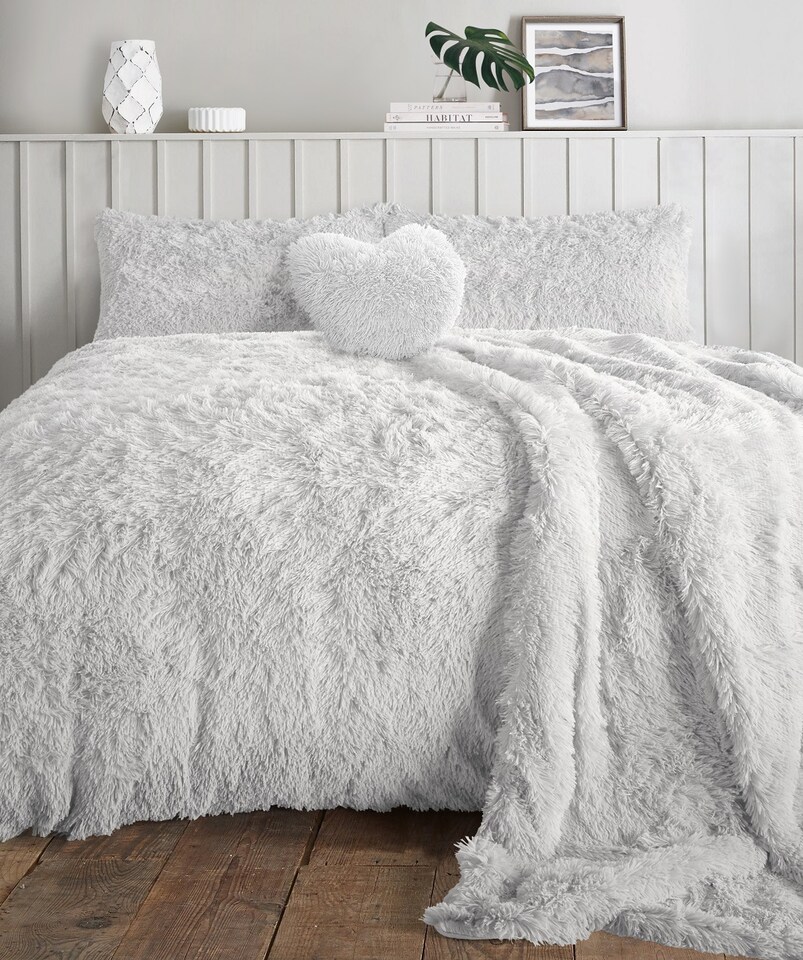 Homes Linen Alaska Cuddles Teddy Bear Fleece White Duvet Cover Luxury ...