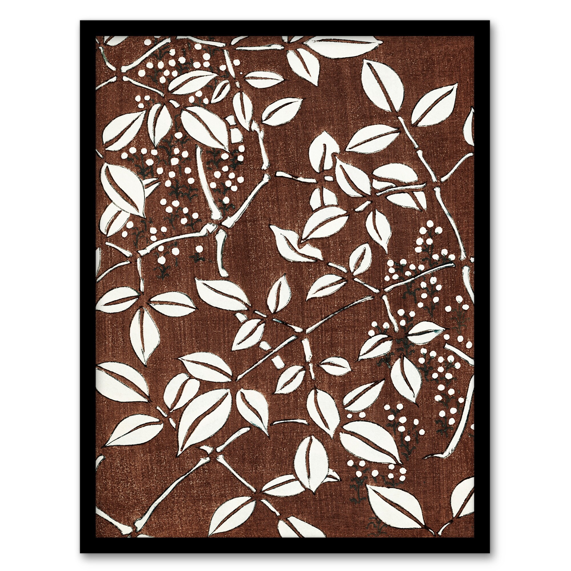 Shin Bijutsukai Framed Wall Art Print Tree Branch and Leaf Pattern Home ...