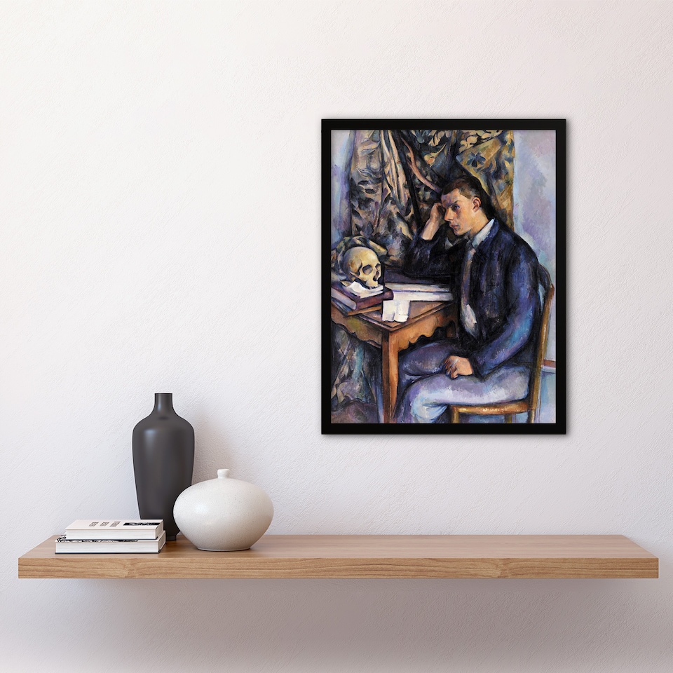 Young Man and Skull Portrait Painting Cezanne Framed Wall Art Print ...