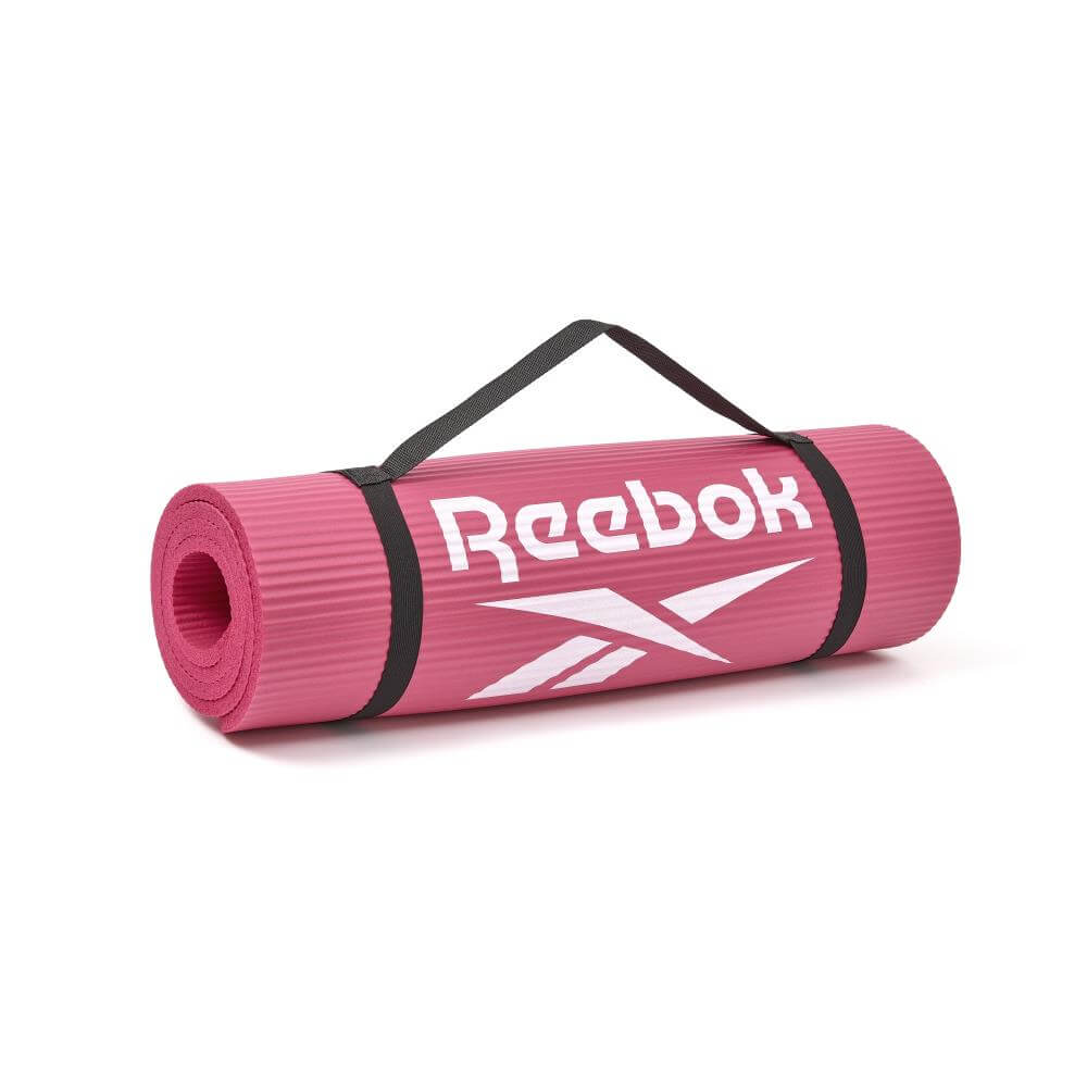 Reebok 10mm NBR Training Mat with Carry Strap, Ridged Non-Slip Surface ...