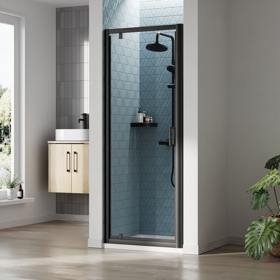 Balterley Ruwa Toughened Safety Glass Reversible Pivot Shower Door ...
