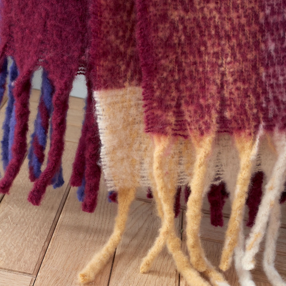 Catherine Lansfield Faux Mohair Check Blanket Throw | Purple | Plum ...