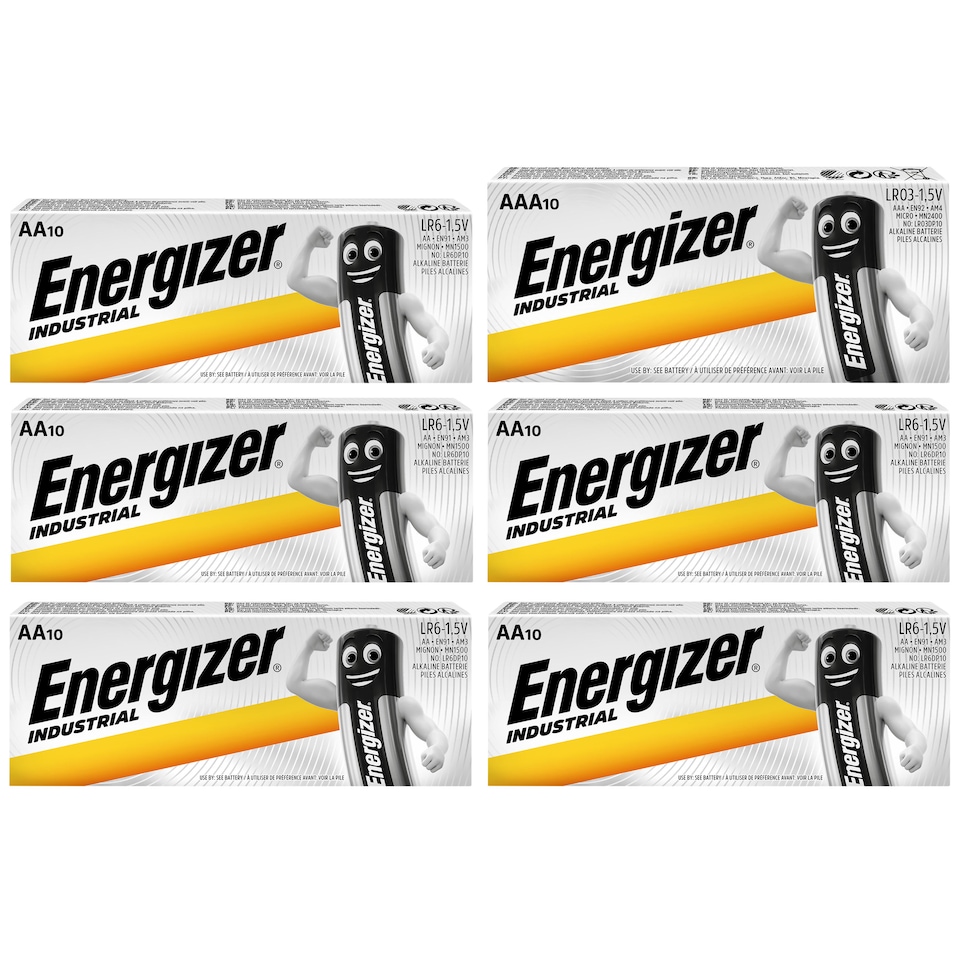 Energizer AA & AAA Industrial Batteries - Pack of 60 (50x AA & 10x AAA ...