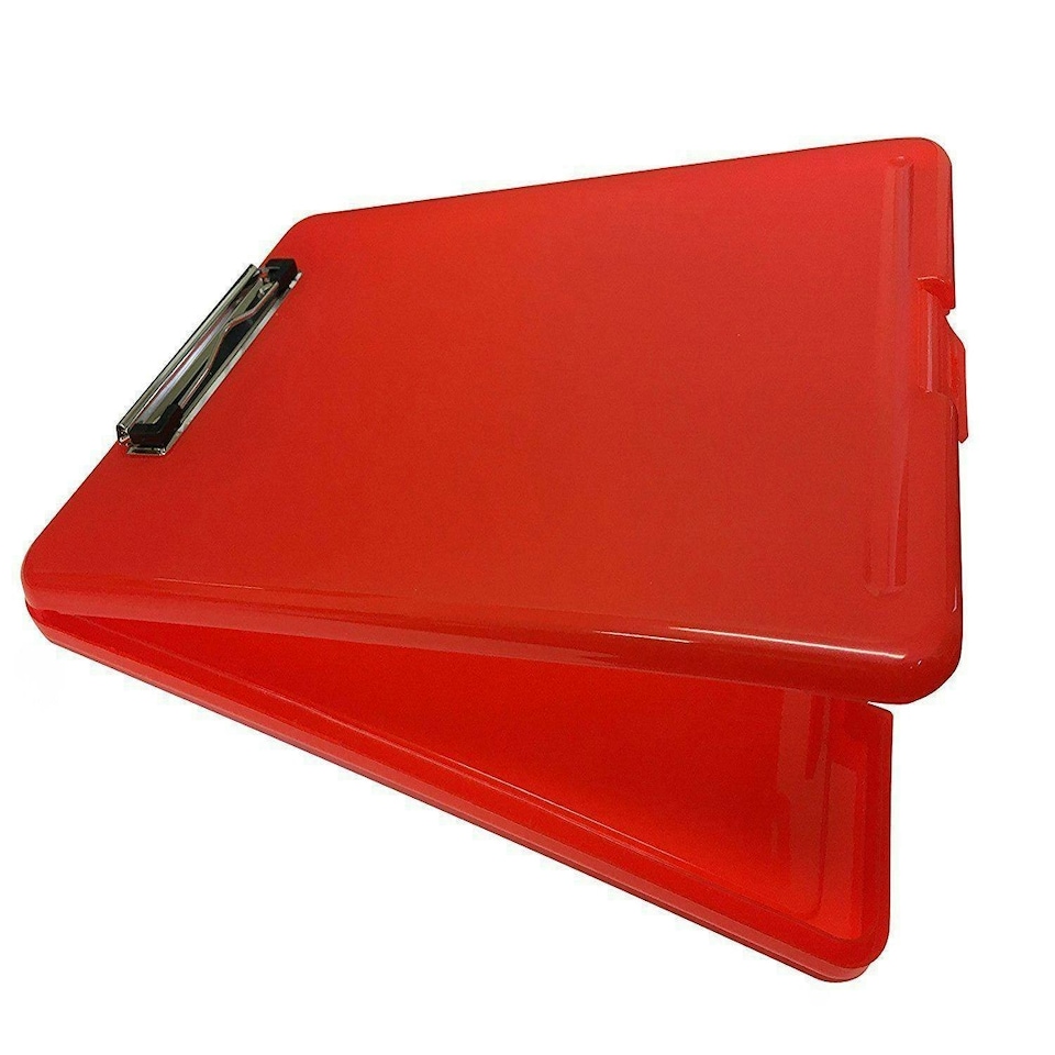 6 x A4 Red Clipboard Box Files - Storage Filing Clip Board Case - Tesco ...